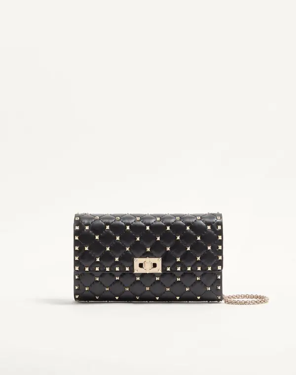 Valentino Garavani Rockstud Spike Nappa Leather Crossbody Clutch Bag - Black