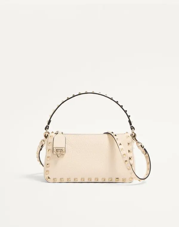 Valentino Garavani Rockstud Grainy Calfskin Crossbody Bag - Light Ivory