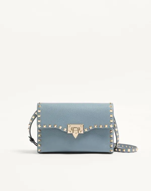 Valentino Garavani Rockstud Grainy Calfskin Crossbody Bag - Stone