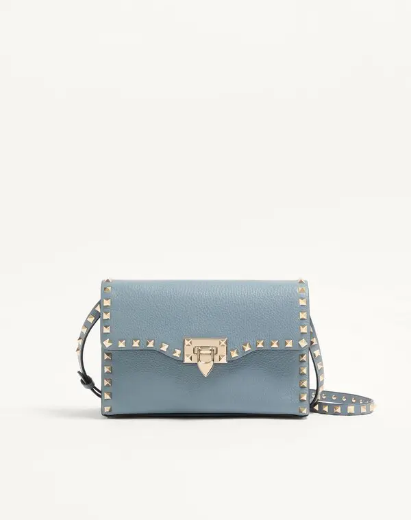 Valentino Garavani Rockstud Grainy Calfskin Crossbody Bag - Stone