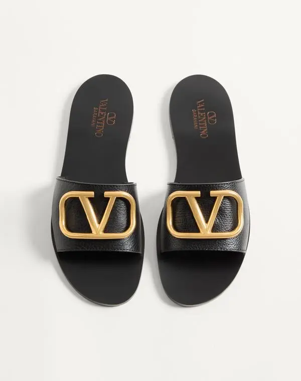 Valentino Garavani Vlogo Signature Slide Sandal - Black