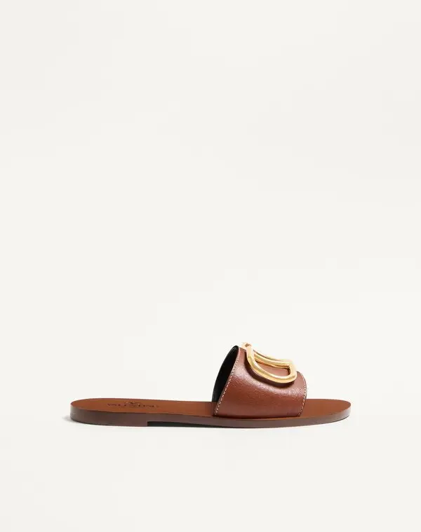 Valentino Garavani Vlogo Signature Slide Sandal - Tan