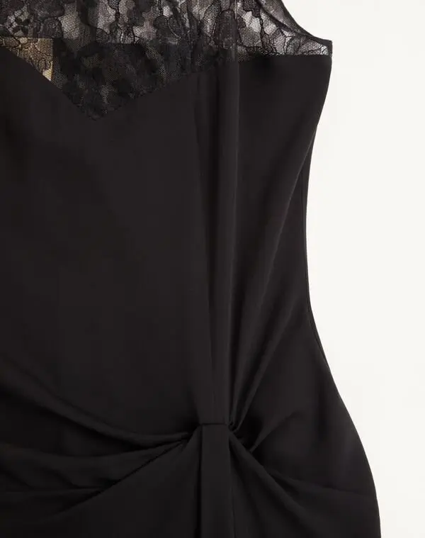 Valentino Garavani Georgette Midi Dress With Lace Detail