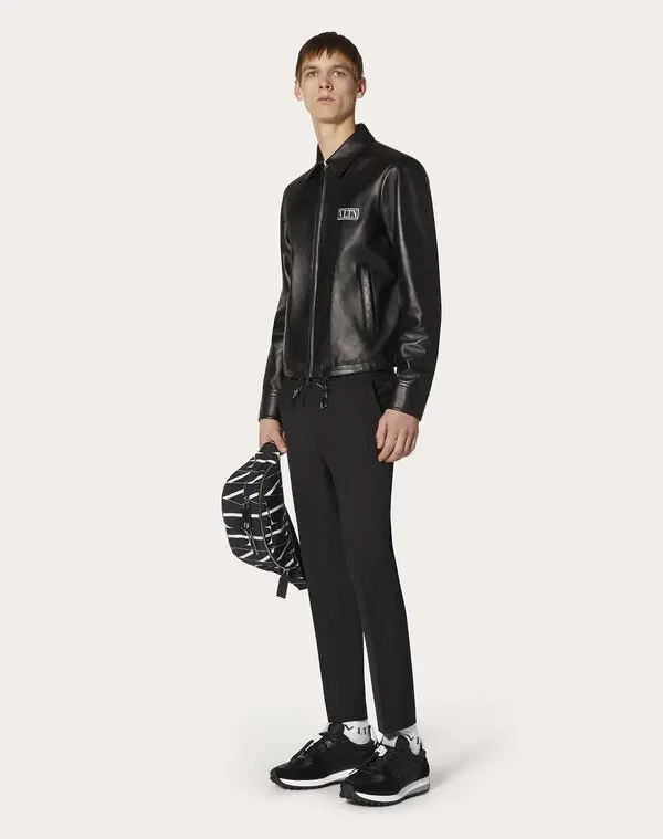 Valentino Garavani Vltn Tag Leather Jacket - Black | Editorialist