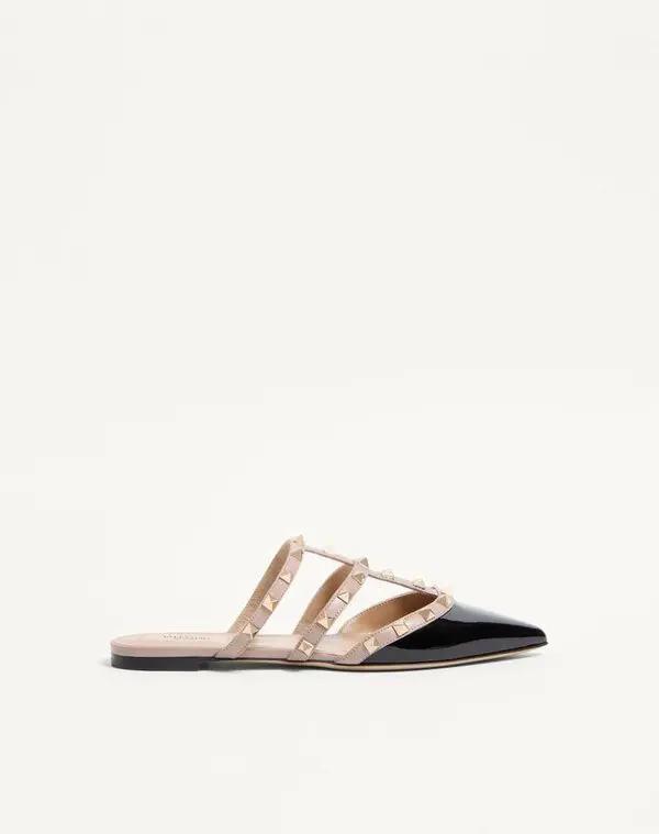 Valentino Garavani Rockstud Patent-leather Mule - Black/poudre