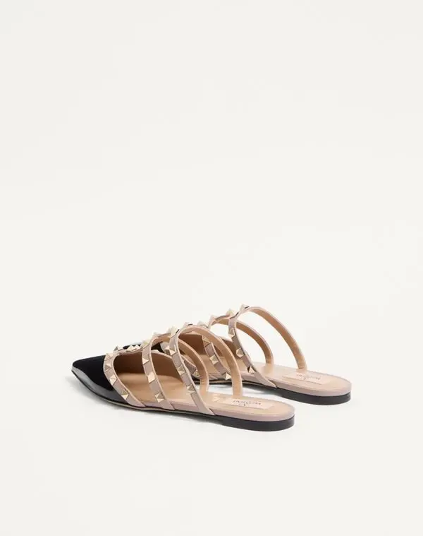 Valentino Garavani Rockstud Patent-leather Mule - Black/poudre