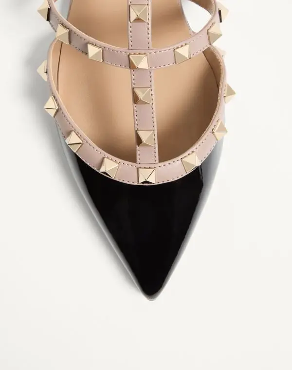Valentino Garavani Rockstud Patent-leather Mule - Black/poudre