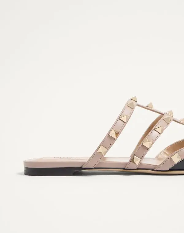 Valentino Garavani Rockstud Patent-leather Mule - Black/poudre