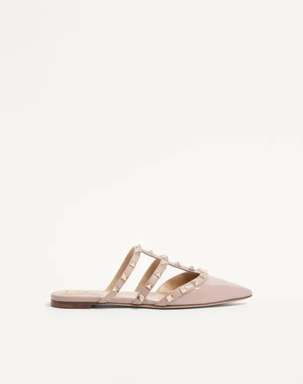 Valentino Garavani Rockstud Patent-leather Mule - Poudre