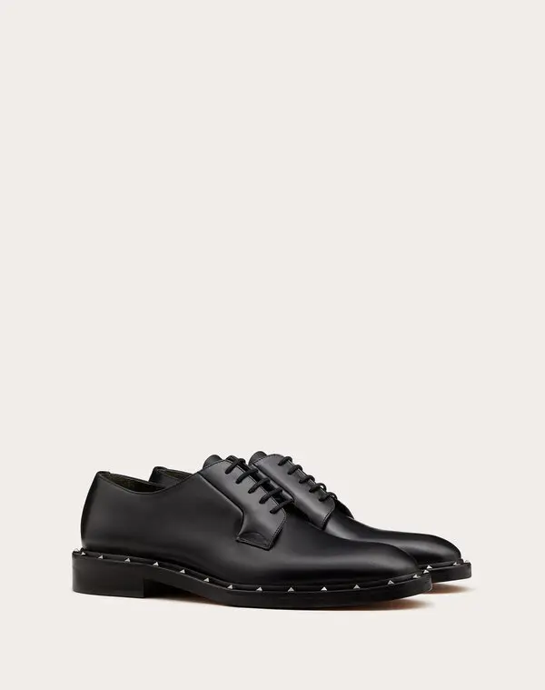 Valentino Garavani Semi-gloss Calfskin Studded Derby