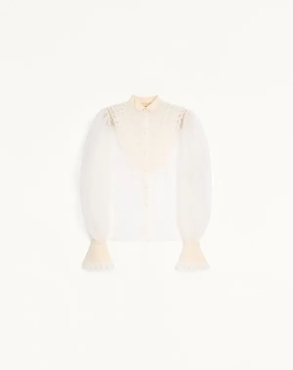 Valentino Garavani Embroidered Organza Shirt - Vanilla