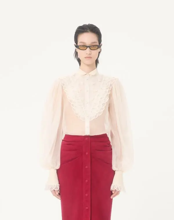 Valentino Garavani Embroidered Organza Shirt