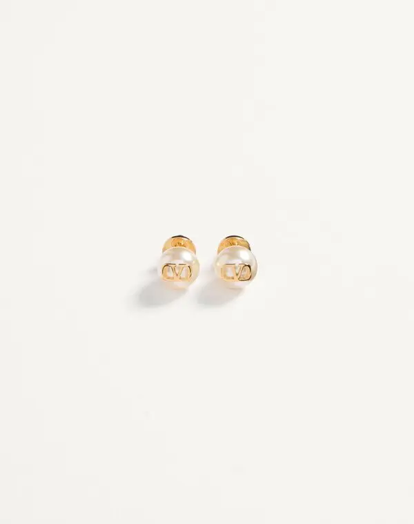 Valentino Garavani Vlogo Signature Earrings - Gold/cream