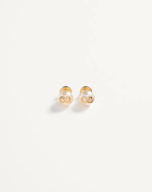 Valentino Garavani Vlogo Signature Earrings - Gold/cream