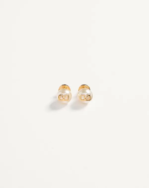 Valentino Garavani Vlogo Signature Earrings - Gold/cream