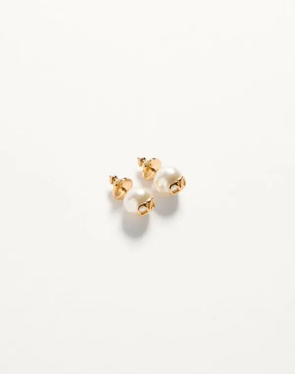 Valentino Garavani Vlogo Signature Earrings - Gold/cream