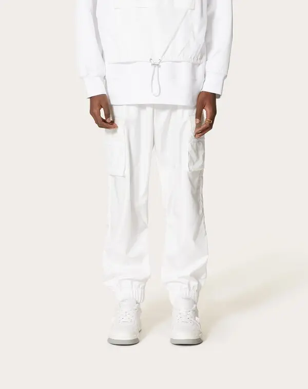 Valentino Garavani Nylon Cargo Pants With Vltn Tag In White - 40 