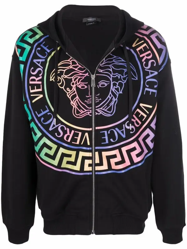 Versace Medusa Logo-Print Zip Hoodie In Black - 50% Off | Editorialist