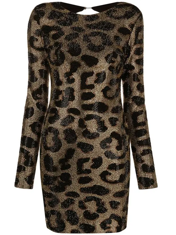 Philipp Plein Leopard-print Studded Mini Dress