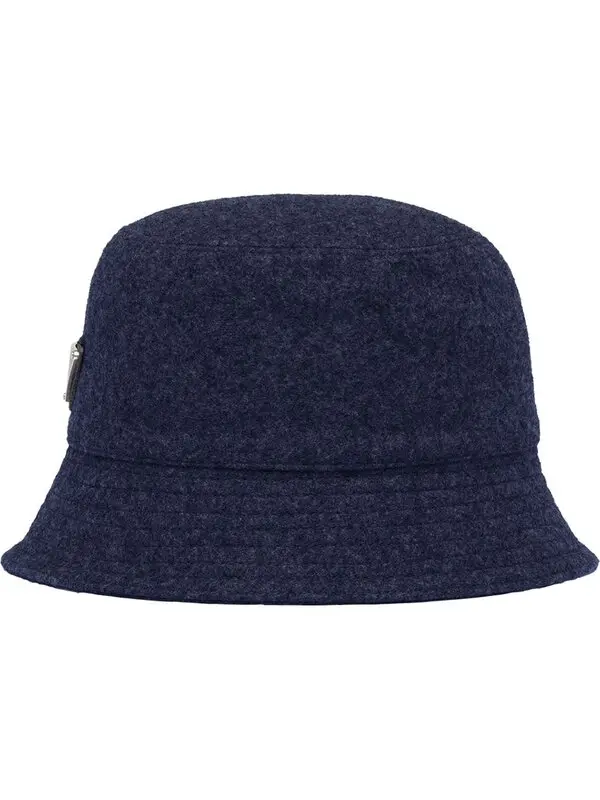 Prada Wool Bucket Hat With Logo Plaque - Blue
