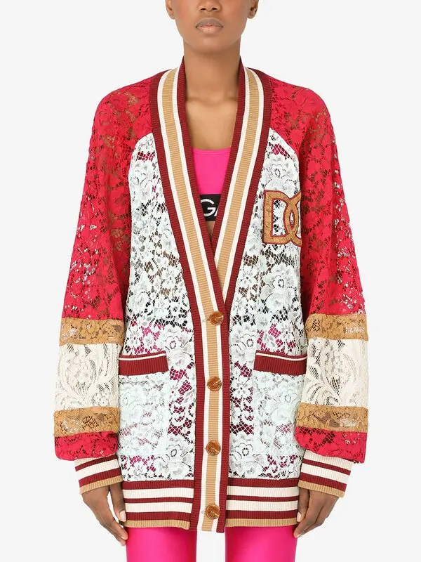 Dolce & Gabbana Dg Logo-appliqué Lace Cardigan