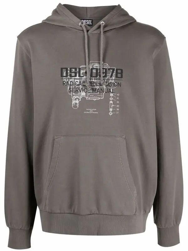 DIESEL® Slogan Print Cotton Hoodie