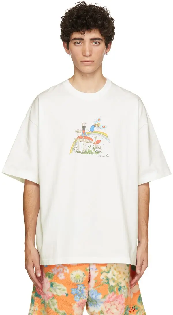 Martine Rose Oversized Mushroom Brittle T-Shirt In White - 23% Off