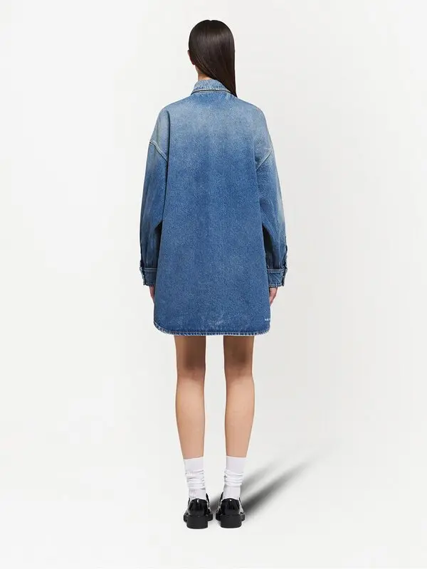 Prada Triangle-logo Denim Shirt - Blue
