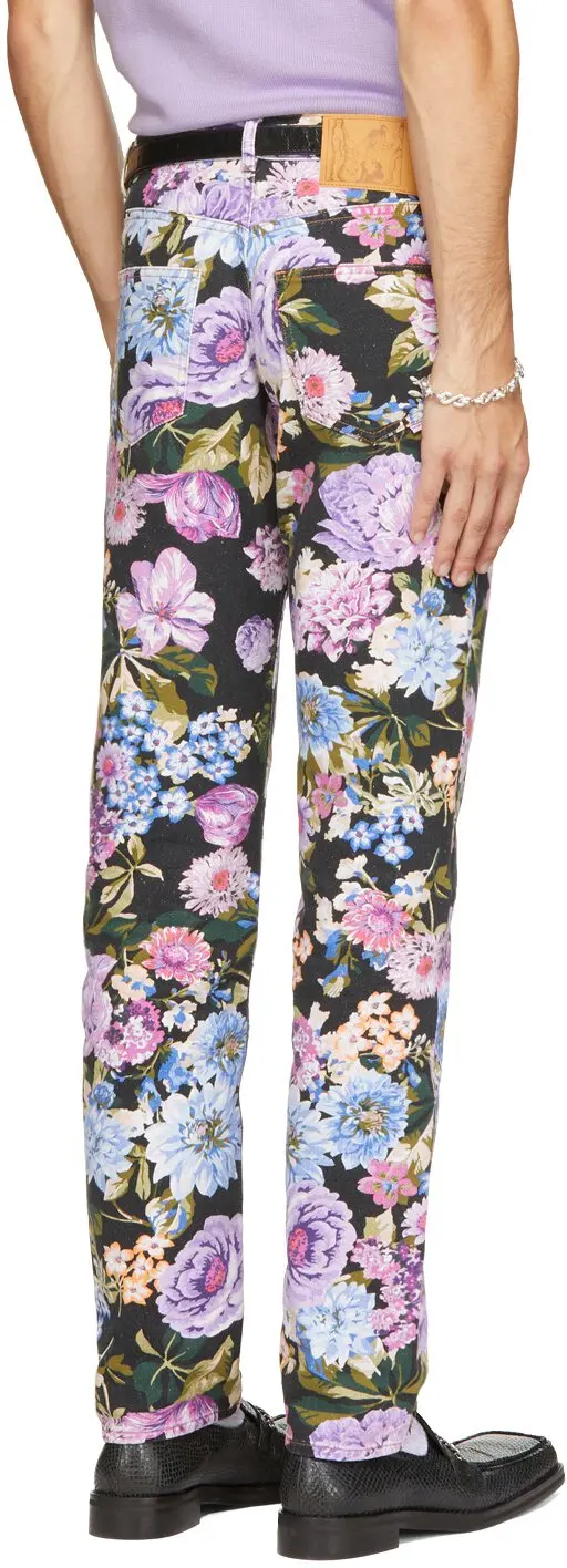 Buy Martine Rose Black & Multicolor Floral Ronnie Jeans - Blk/prp
