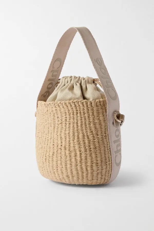 Chloé Woody Small Leather-trimmed Raffia Basket Bag - Neutrals