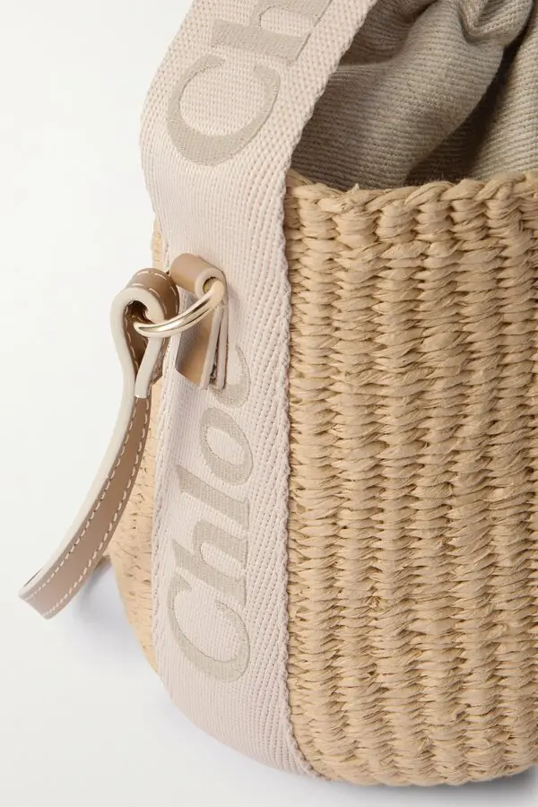 Chloé Woody Small Leather-trimmed Raffia Basket Bag - Neutrals