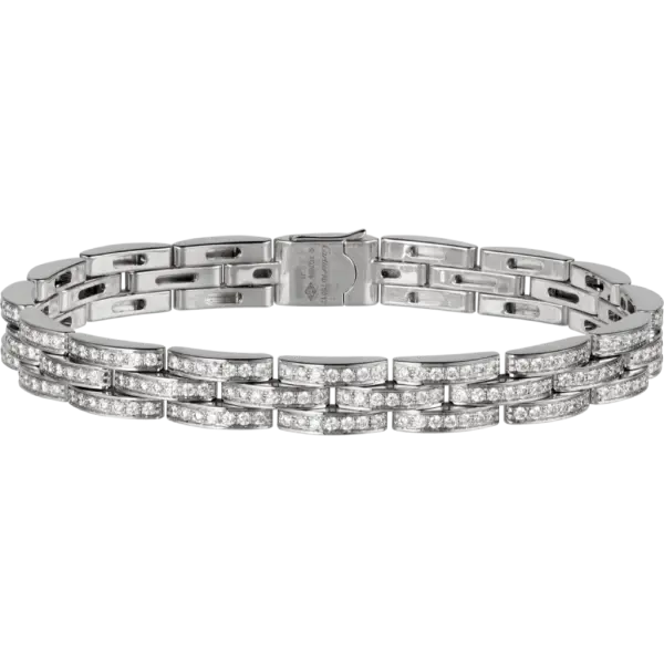 Cartier Maillon Panthère Thin Bracelet, 3 Diamond-paved Rows