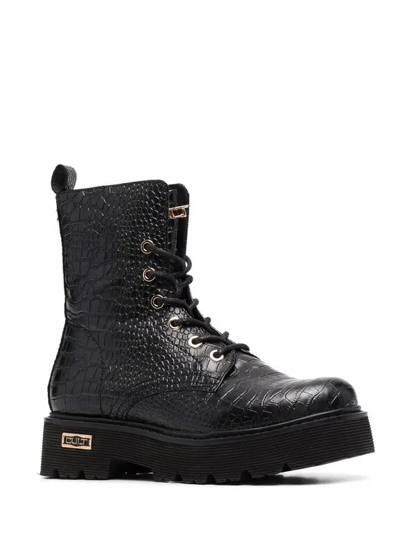 CULT Crocodile-effect Leather Boots