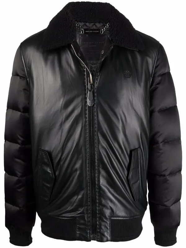 Philipp Plein Padded Leather Bomber Jacket