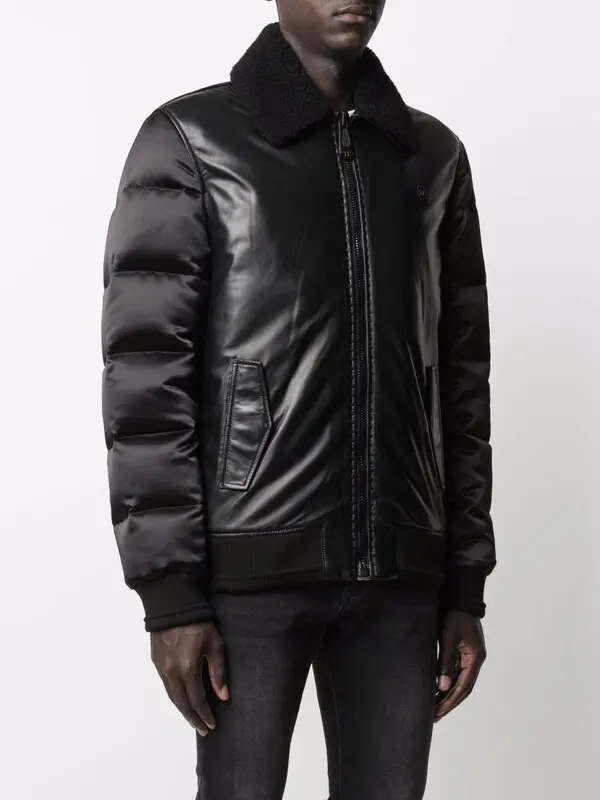 Philipp Plein Padded Leather Bomber Jacket