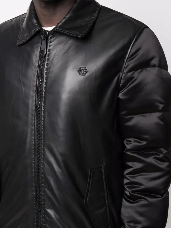 Philipp Plein Padded Leather Bomber Jacket