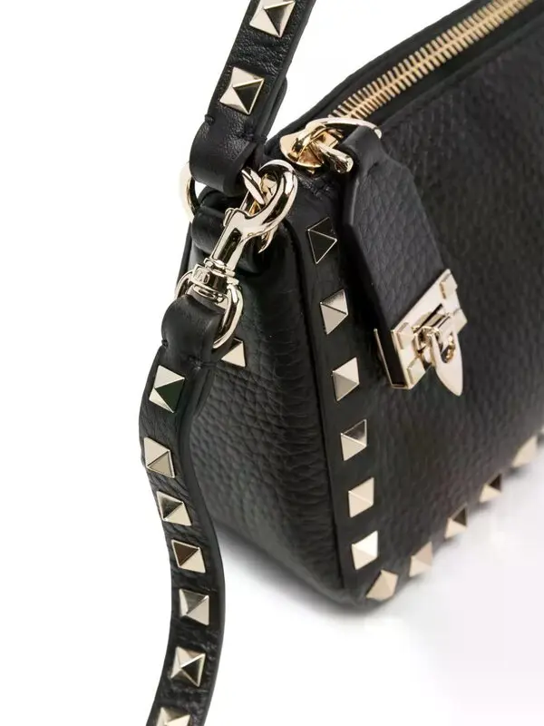 Valentino Garavani Rockstud Leather Shoulder Bag - Black
