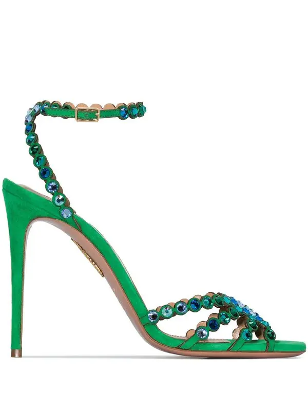 AQUAZZURA Tequila 105mm Suede Sandals - Green