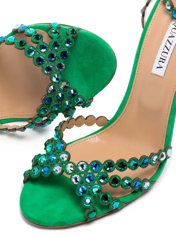 AQUAZZURA Tequila 105mm Suede Sandals - Green
