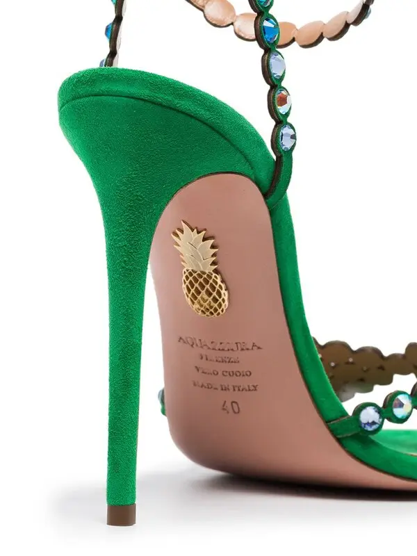 AQUAZZURA Tequila 105mm Suede Sandals - Green