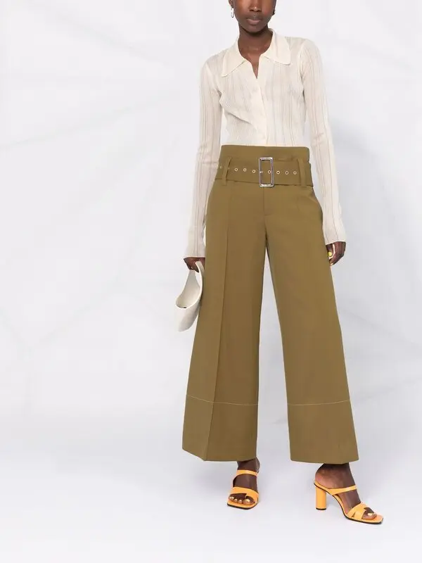 10 CORSO COMO High-waisted Wide-leg Trousers - Brown