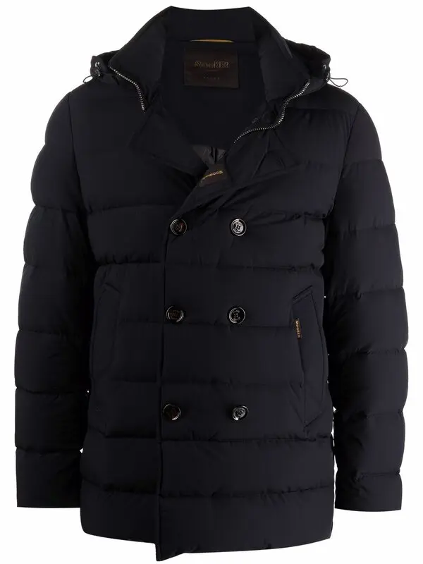 MOORER Double-breasted Padded Jacket - Blue