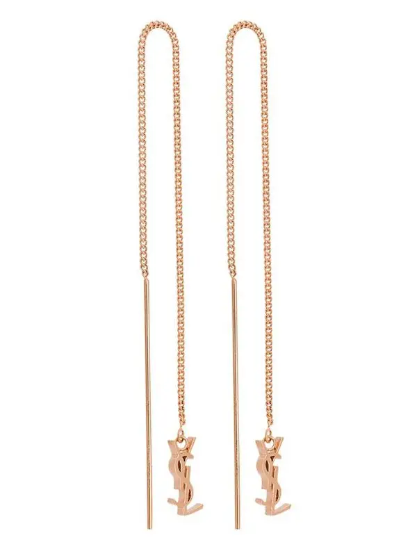 Saint Laurent Monogram Drop Chain Earrings