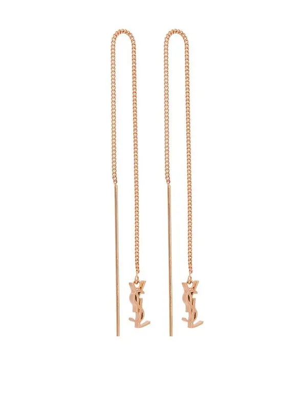 Saint Laurent Monogram Drop Chain Earrings