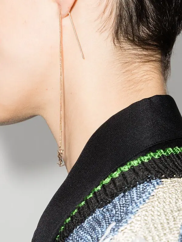 Saint Laurent Monogram Drop Chain Earrings