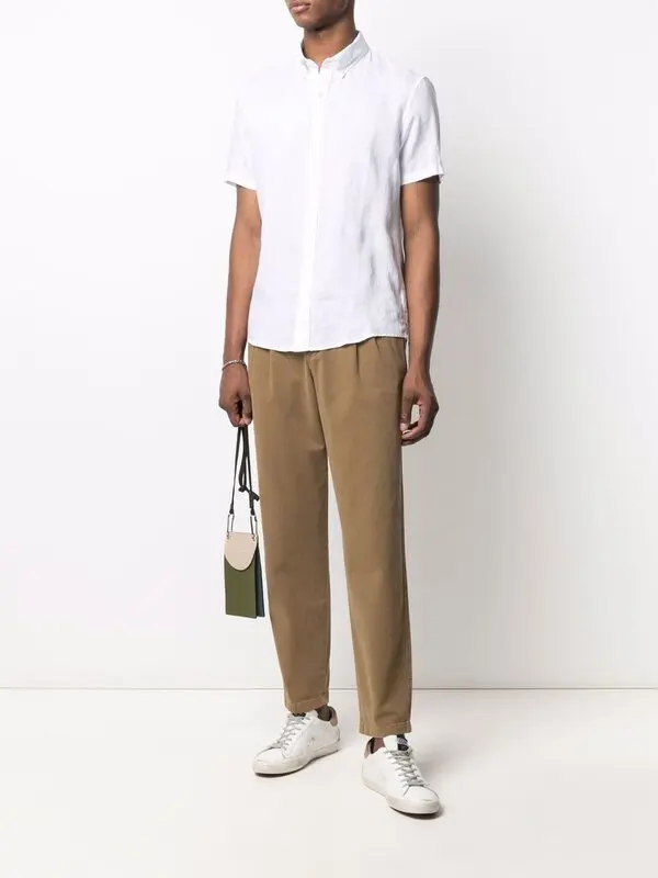 Michael Kors Button-down Short-sleeve Linen Shirt