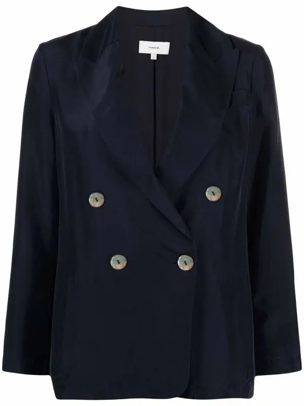 Vince Double-breasted Silk Blazer