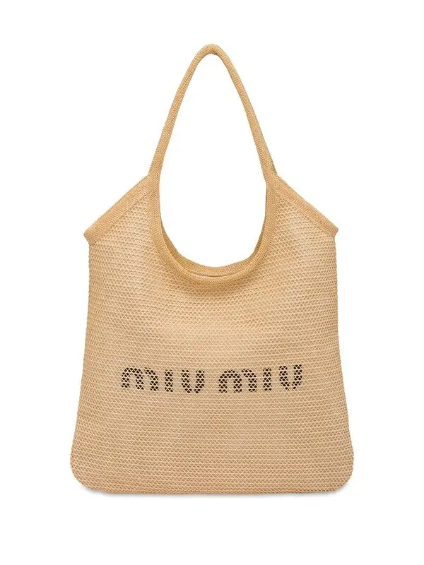 Miu Miu Logo-print Tote Bag - Neutrals