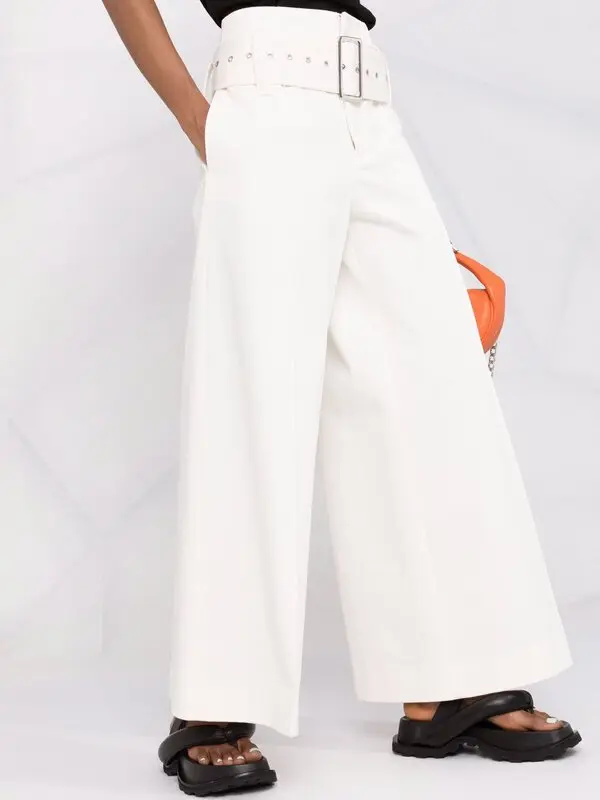 10 CORSO COMO High-waisted Wide-leg Trousers - White
