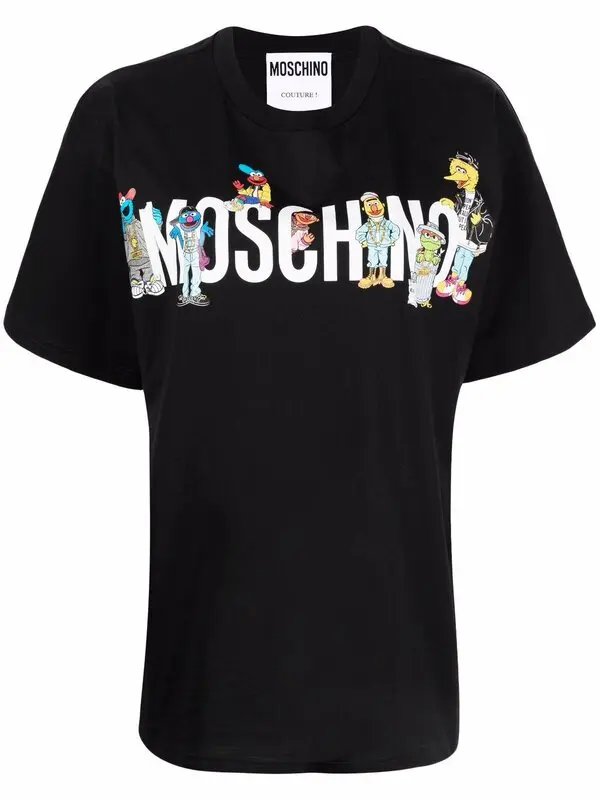 Moschino X Sesame Street© Logo Jersey T-Shirt - Black | Editorialist